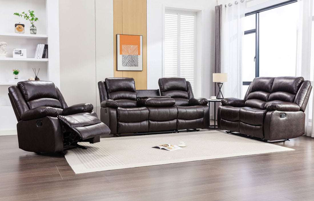 Dynamo2-Espresso 3PC Reclining Set, Sofa w/ drop down + 2 cupholders ...