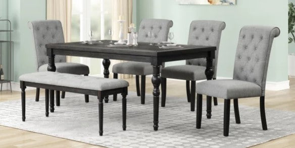 Farah Gray 6-Piece Dining Room Set, Table + 4 Chair + Bench Set – Danca ...