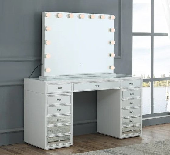 Hollywood White/Mirror Vanity Set – Danca Furniture in Little Rock, AR