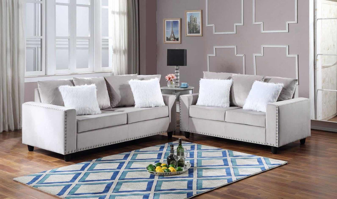 Durable, Living Room Sofa Set, Velvet Color: Silver – Danca Furniture ...